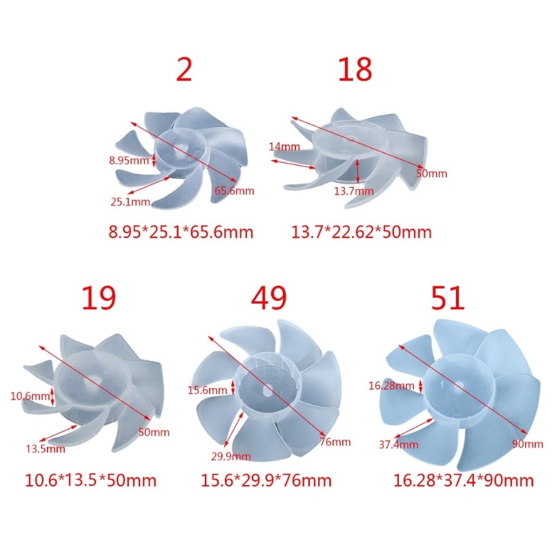1PC Small Power Mini Plastic Fan 7 Leaves For Hairdryer Motor ...