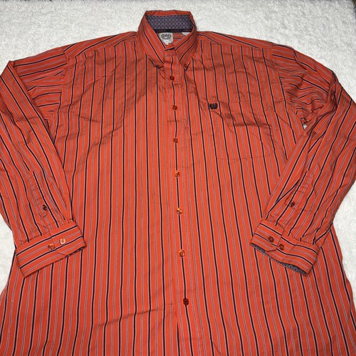 Men’s Blue & Orange Cinch Button Up Cowboy Western Long Sleeve Shirt ...