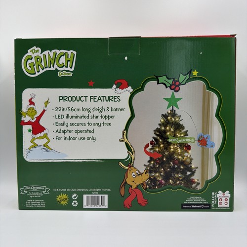 MR CHRISTMAS 12939 THE GRINCH ANIMATED CHRISTMAS TREE TOPPER W/LIT STAR ...