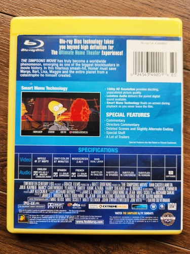 The Simpsons Movie Blu-ray Yellow Case 2007 20th Century Fox Animation ...