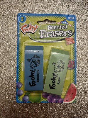 NEW Foohy Scented Erasers 2 Pack Blue Blueberry Apple Green 2000s ...