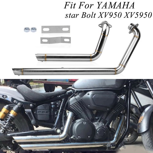 Chrome Short shots Staggered Exhaust System For Yamaha Star Bolt XVS ...
