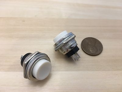 2 Pieces White 16mm MOMENTARY N/O normally open PUSH BUTTON SWITCH DC ...