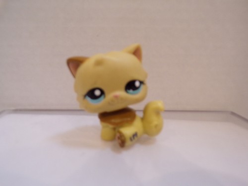 Littlest Pet Shop~#1673~Persian~Cat Kitty~Yellow Brown~Blue Dot Eyes ...