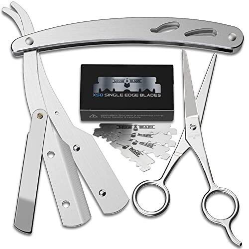 Straight Razor for Men, Kit with 50 Single Blade Razors for Men ...