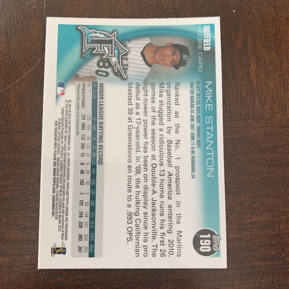 2010 Topps Chrome - GIANCARLO MIKE STANTON - Rookie Card #190 RC | eBay