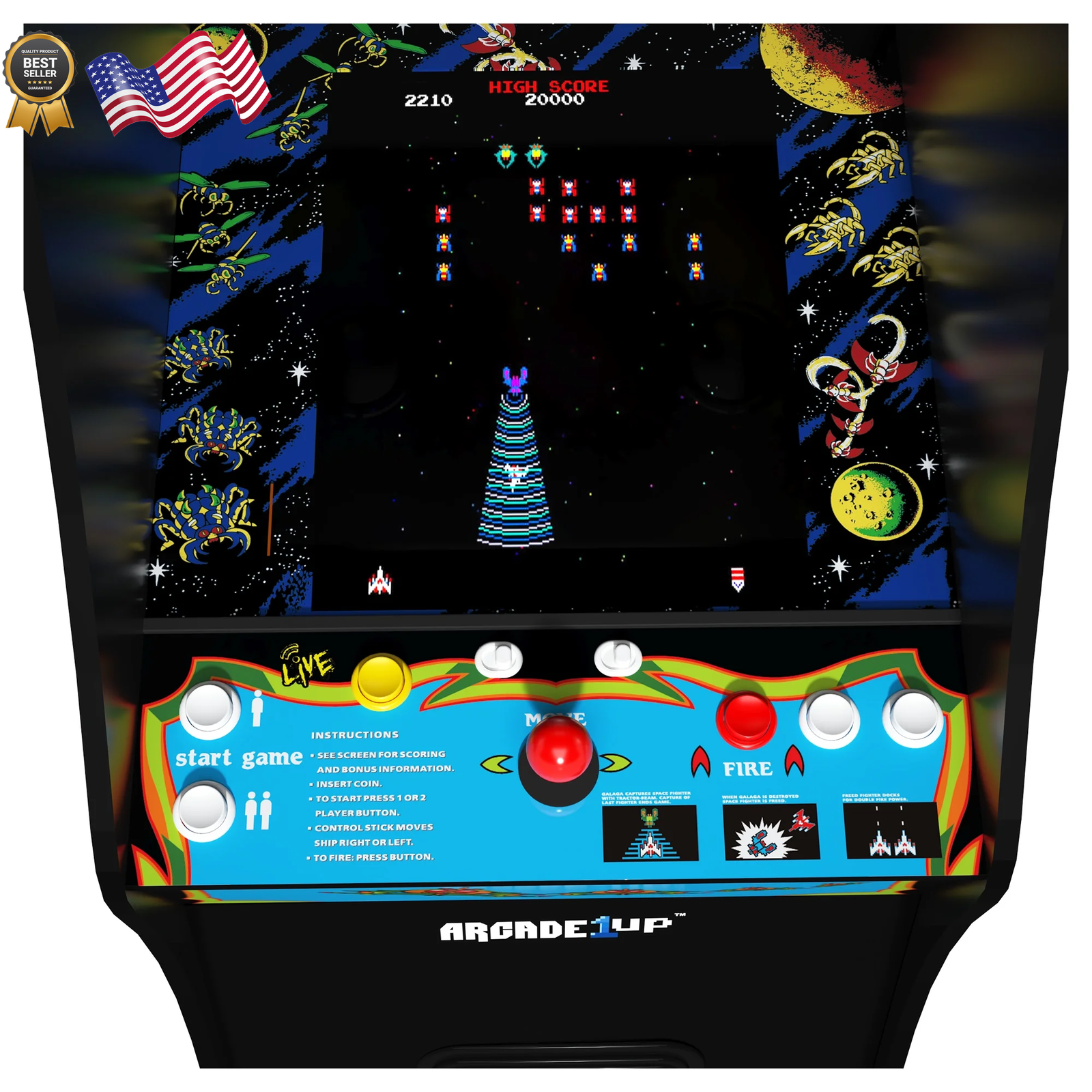 Arcade1Up GALAGA Deluxe Arcade Game Machine 5-Foot Stand-Up Cabinet ...