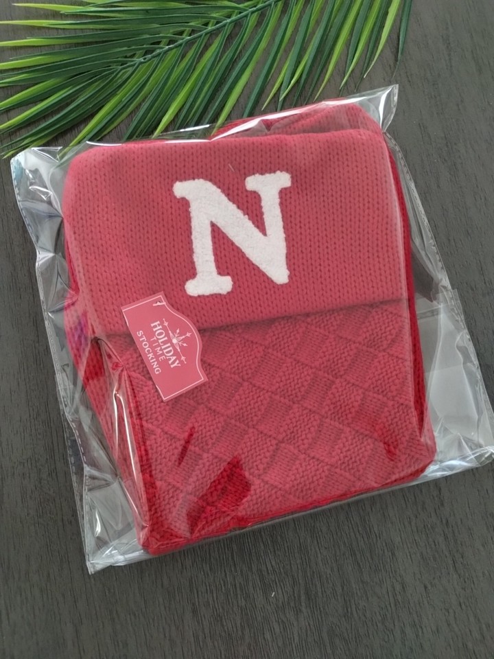 Holiday Time 19" Knit Monogram Christmas Stocking, Letter "N" Red White ...