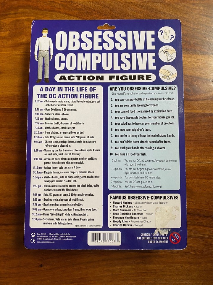 VtG 2005 Obsessive Compulsive Action Figure Face Mask & Moist Towelette ...