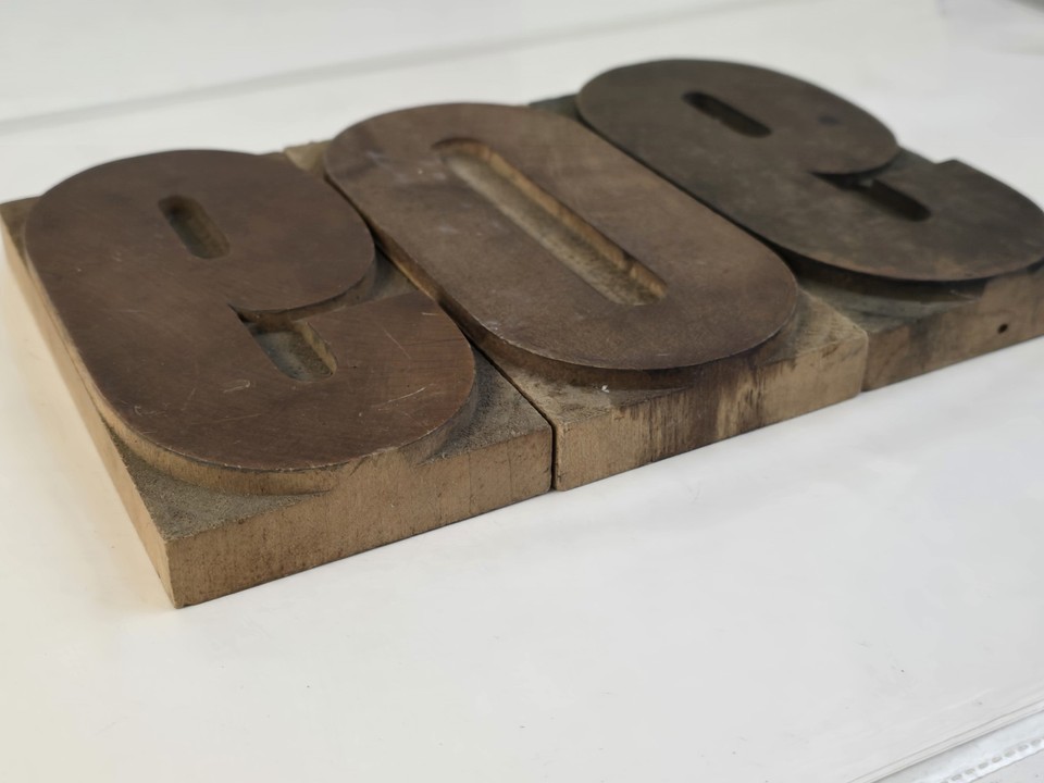 LARGE NUMBER "6 0 9" ANTIQUE LETTERPRESS VINTAGE WOODEN PRINT BLOCK ...