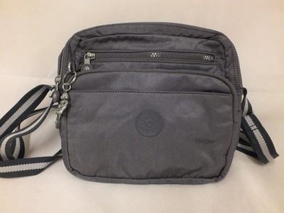 Kipling Metallic Grey Crossbody Bag Handbag - Metal Monkey Keyring (Nee ...