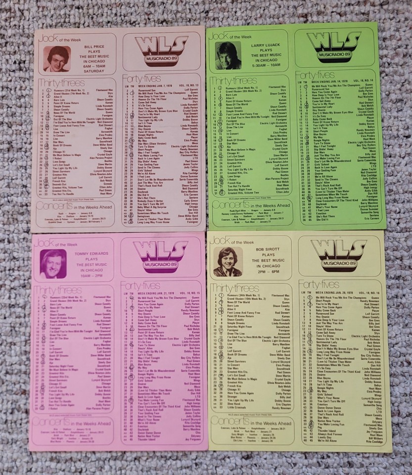 WLS 89 Chicago 1978 Music Surveys Hit Parades Lot of 30 | eBay