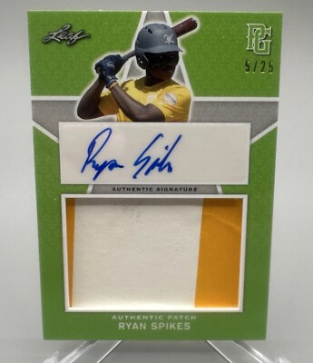 RYAN SPIKES 2020 Leaf Perfect Game Jersey Patch AUTOGRAPH /25 Tampa Bay ...