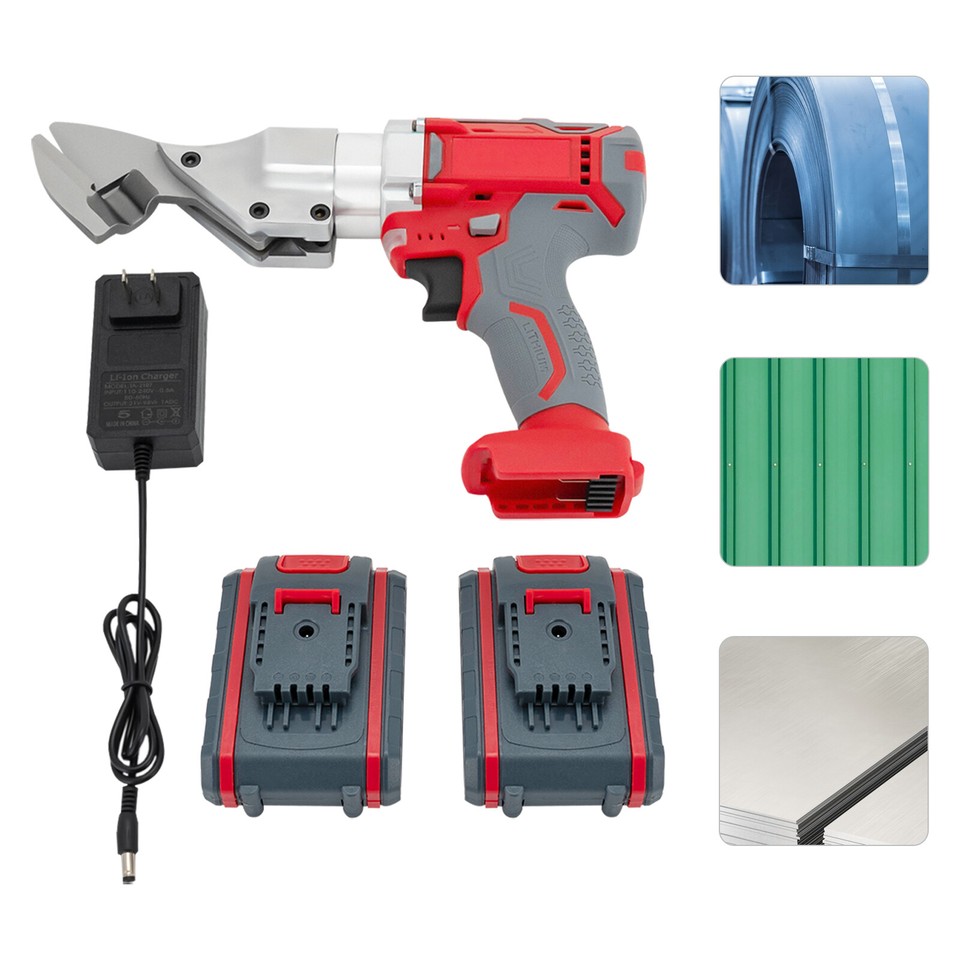 21V Electric Cordless Tin Snips Metal Sheet Shear Cutter Scissor W/ 2 ...