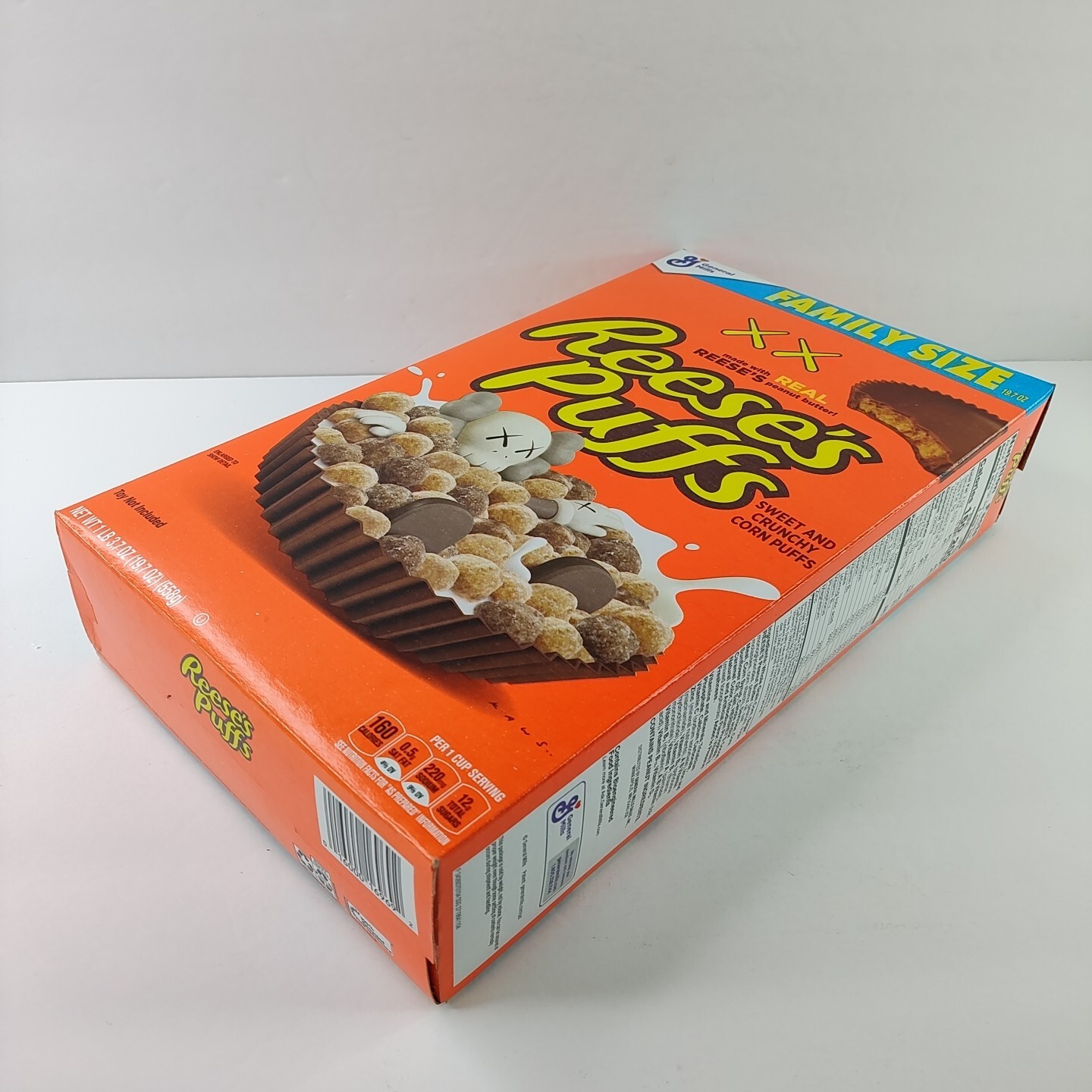 Reese's Puffs x Kaws Family Size Cereal Box New Unopened Sealed 1 lb 3 ...