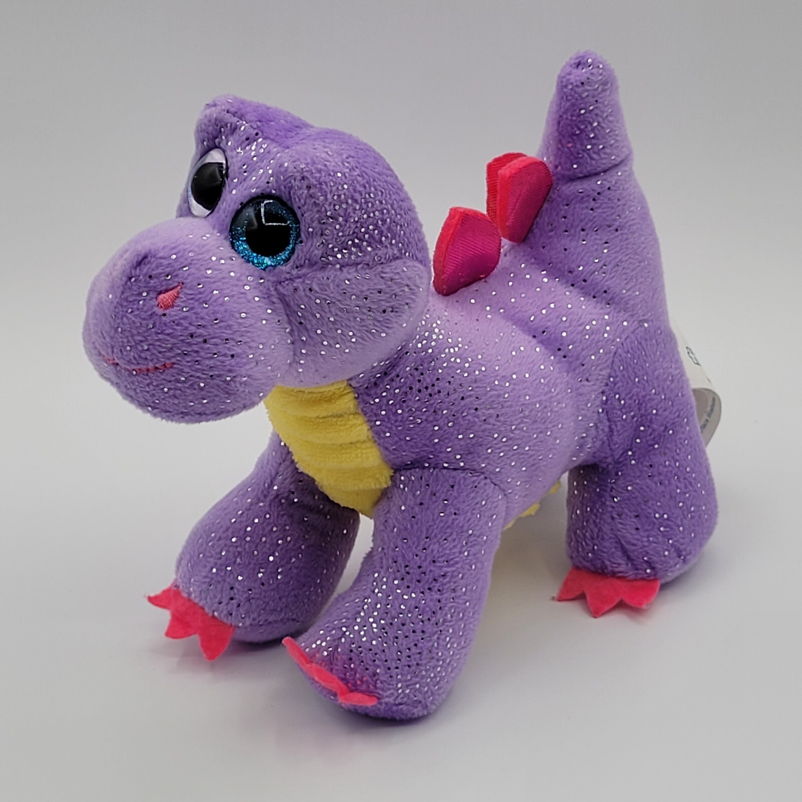Hugfun Purple Dino Plush Dinosaur Stuffed Animal Toy Sparkle 8" Big ...
