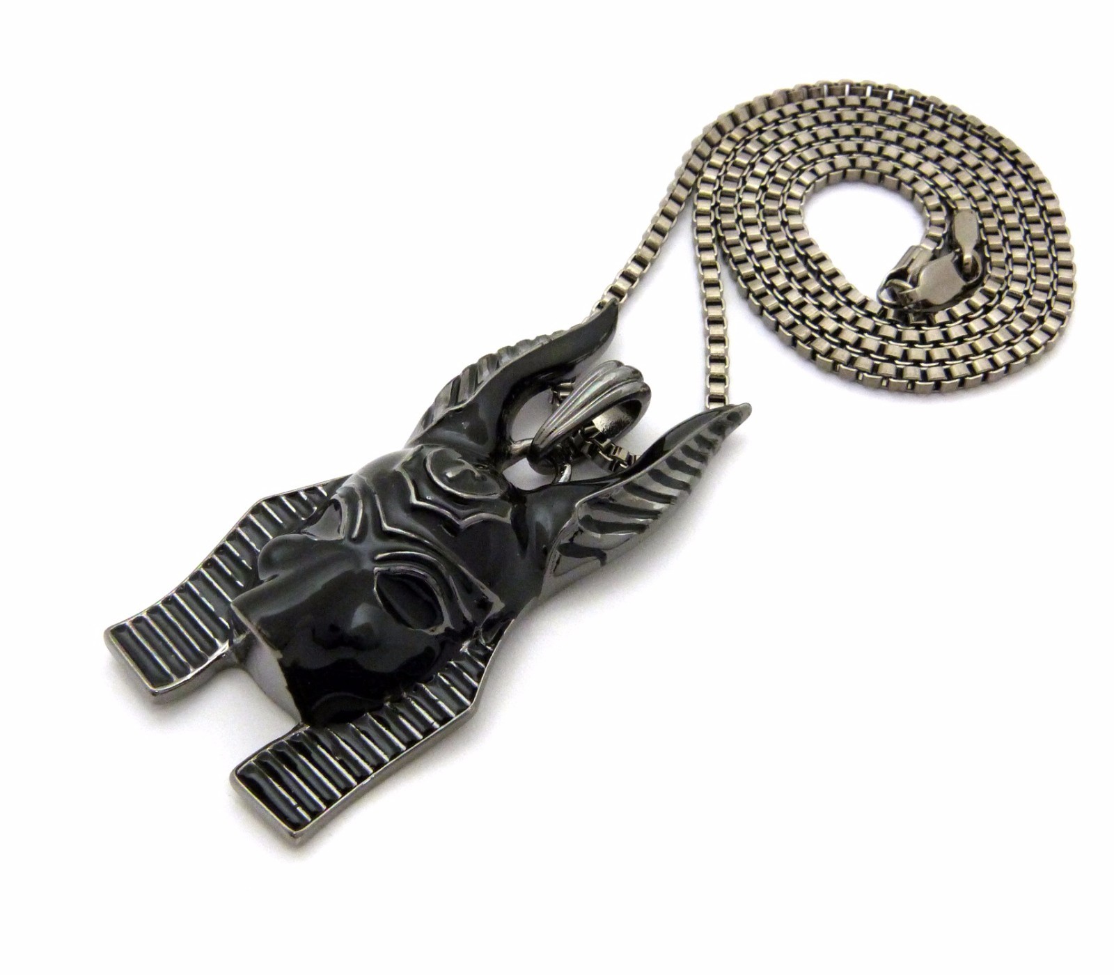 NEW EGYPTIAN ANUBIS HEAD PENDANT & 3mm/24" BOX CHAIN HIP HOP NECKLACES ...
