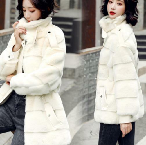 Womens Faux Fur Coats Slim Mid Length Jacket Warm Winter Fashion Splice ...