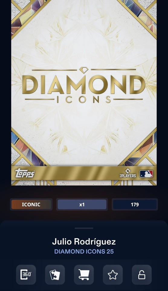 DIAMOND ICONS JULIO RODRIGUEZ PATCH AUTO ICONIC TOPPS BUNT DIGITAL CARD ...