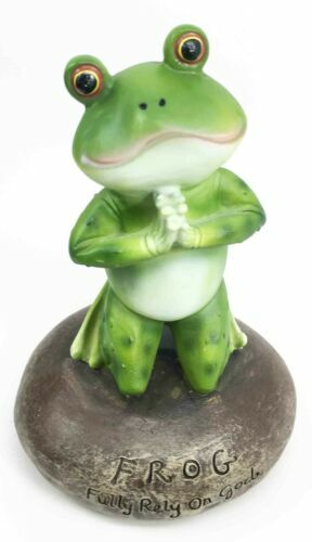 Inspirational Cute Praying Frog On Rock Statue By DWK | Novelty ...