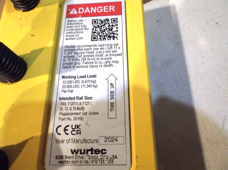 Wurtec 11-190-M Rail Block W/ Clevis 5/8” Rail NEW! | eBay