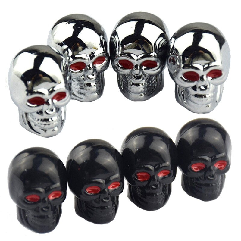 4x Car Tire Skull Anti-rust Air Valve-Caps Wheel Tyre Dust Stems Cover ...