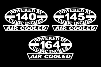 2 AIR COOLED ENGINE DECALS 140-145-164 CID FLAT SIX MOTOR STICKERS ...