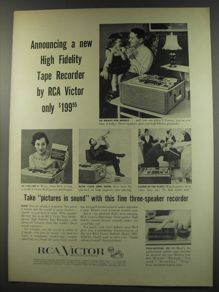 1956 RCA Victor Judicial Model 7TR3 Tape Recorder Advertisement | eBay