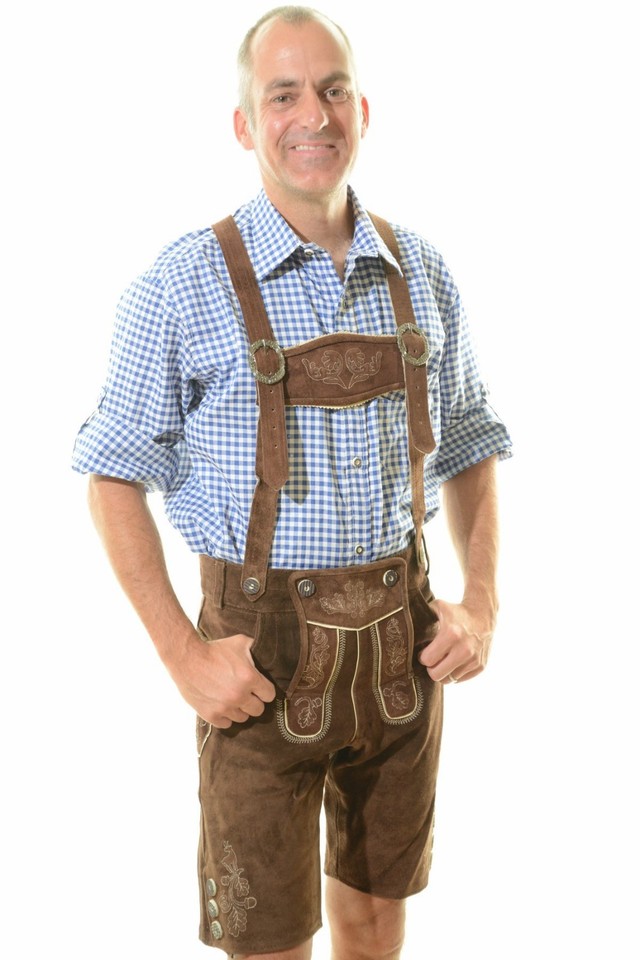 Bavarian Oktoberfest Lederhosen Shorts German Tracht Outfit dark brown ...