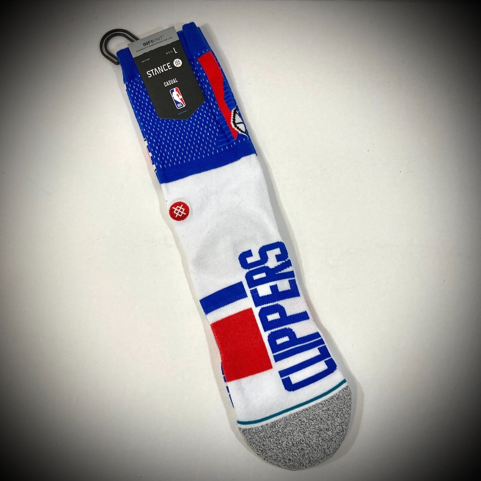 $20 LOS ANGELES CLIPPERS SOCKS nba crew white blue red LA Stance MENS ...