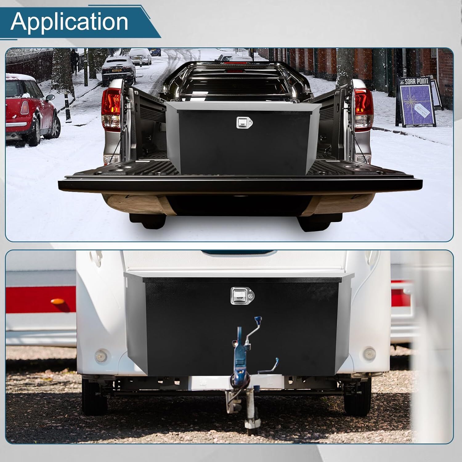 49"x15"x18.5" Tongue Steel Tool Box Truck Pickup Trailer Storage Bed w ...