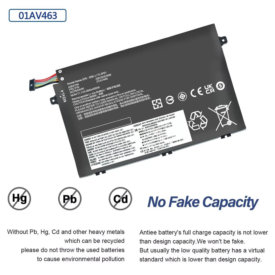 01AV463 L17L3P52 Battery for Lenovo ThinkPad L480 L580 L490 L14 Series ...