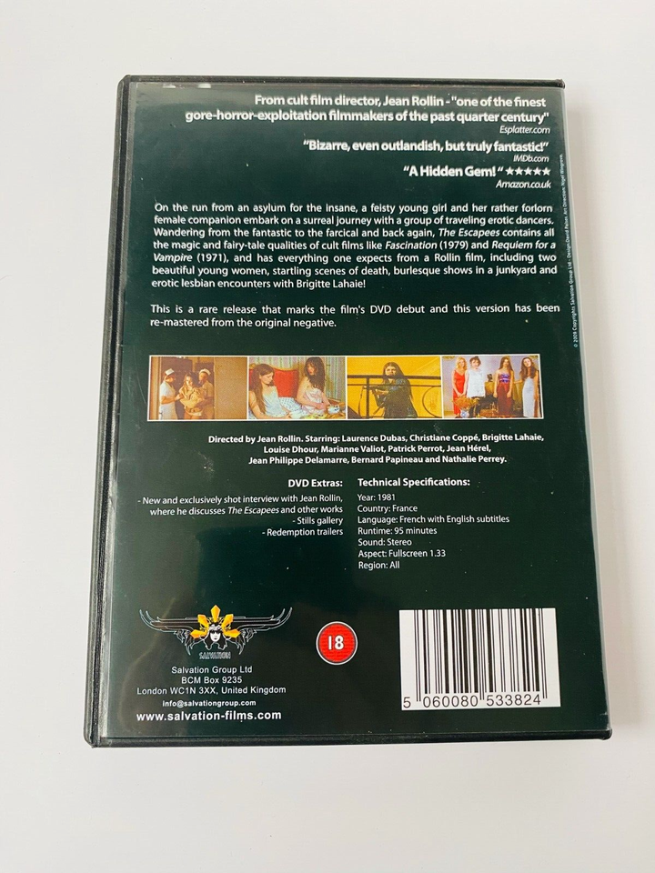 The Escapees (DVD) 1981 Jean Rollin - Christiane Coppe, Brigitte Lahaie -Code 0 5060080533824 | eBay