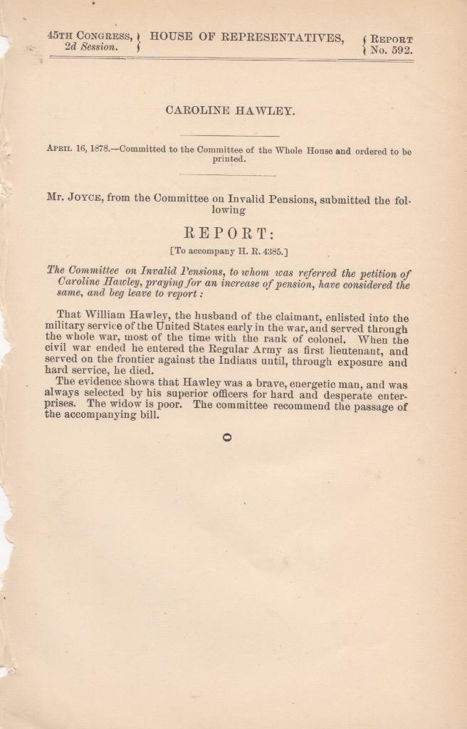 House of Representatives: Caroline Hawley - April 16, 1878 | eBay