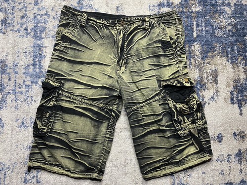 Y2K Style Cargo Shorts Acid Wash Size 34 Baggy Oversized | eBay