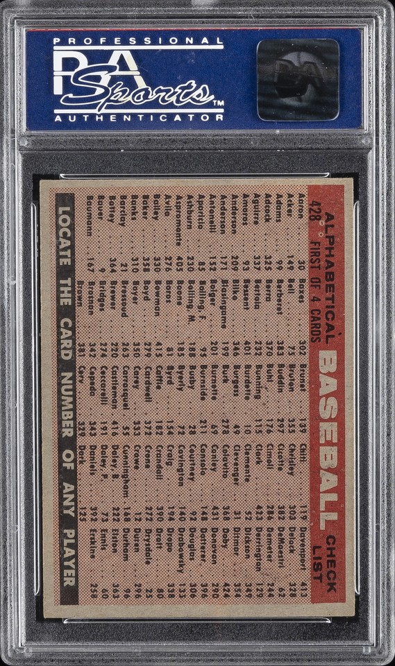 1958 TOPPS NUMERICAL CHECKLIST #428 REDLEGS TEAM PSA 8 | eBay