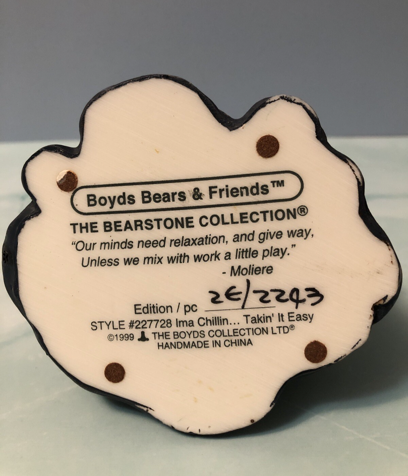 Vintage Boyds Bear TAKING IT EASY Figurine Bearstone Collection | eBay