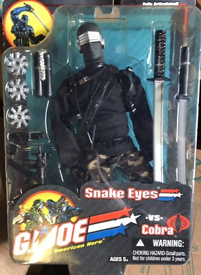2002 G.I. Joe vs. Cobra Snake Eyes 12-inch Action Figure New | eBay