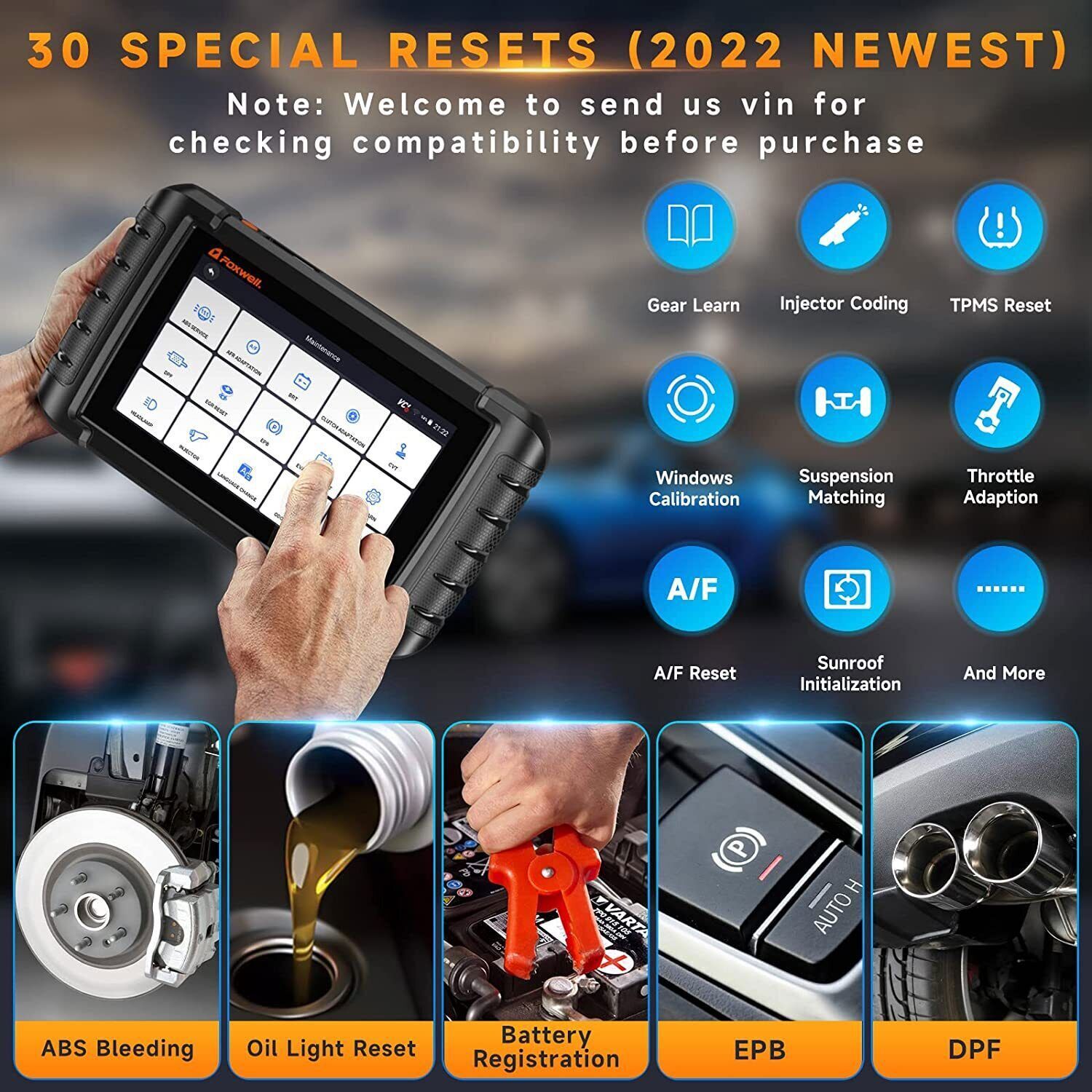 FOXWELL NT809BT OBD2 Scanner Bidirectional Diagnostic Tool Key Coding ...