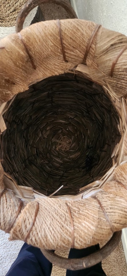 Vintage Native American Handmade Banana Fiber Basket with Bentwood ...