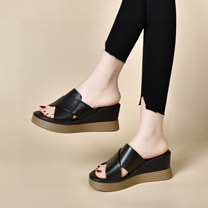 Women's Slope Heel Slippers Summer Platform Pump Shoes Fashion Open Toe ...