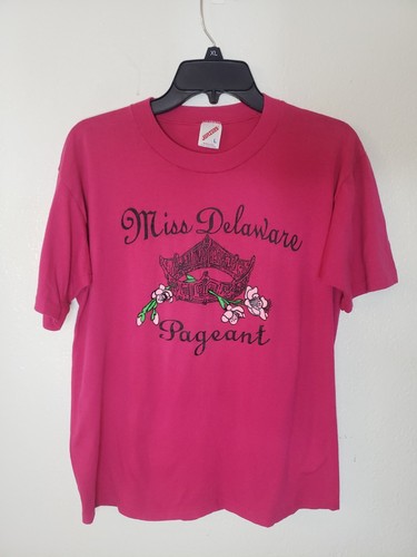 Miss Delaware Pageant T-shirt Jerzees Large Pink Single Stitch Sleeves ...