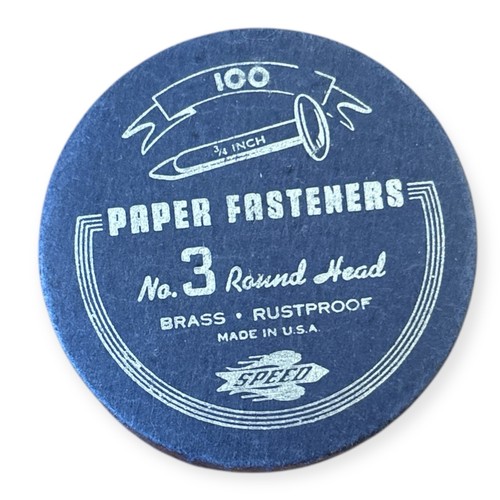 Vintage Speed Paper Fasteners, No. 3 Brass. Open Container. Made In USA ...