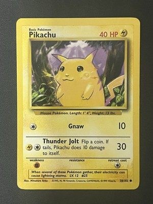 Pikachu 1999 Yellow Cheeks Vintage Pokemon Card 58/102 (NM) | eBay