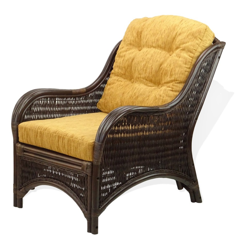 Lounge Armchair Jam Handmade Natural Rattan Wicker Light Brown Cushion ...