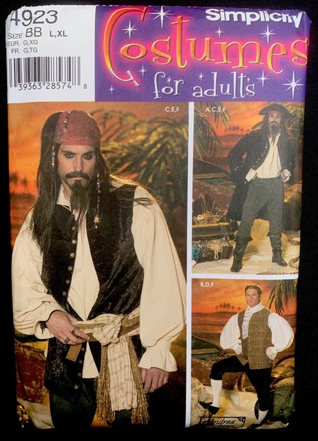 4923 Simplicity Pirate Costume Sewing Pattern Sizes L XL for sale ...