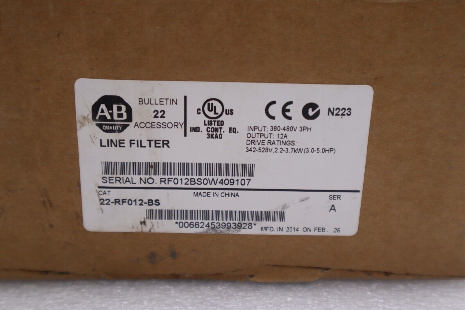 New Factory sealed Allen Bradley AB 22-RF012-BS EMC Filter 22-RF012-BS ...