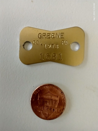 vintage Dog License Tag Greene County PA 1978 number 1681 good ...