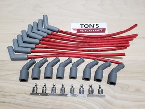 16" MSD 8.5mm LSX LS1 Unassembled 45 Degree Spark Plug Boots wires RED ...