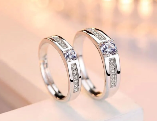 1.60CT Round Cut Diamonds Solitaire Wedding Couple Band Set In 935 ...